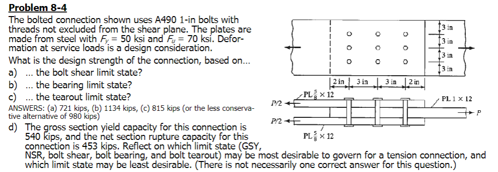 Solved Problem 8-4 The bolted connection shown uses A490 1 | Chegg.com