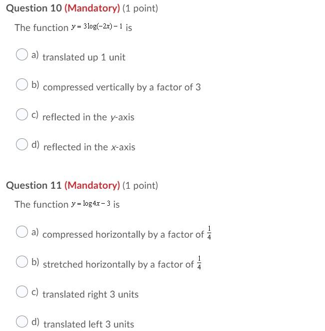 Solved Question 10 (Mandatory) (1 point) The function y = 3 | Chegg.com