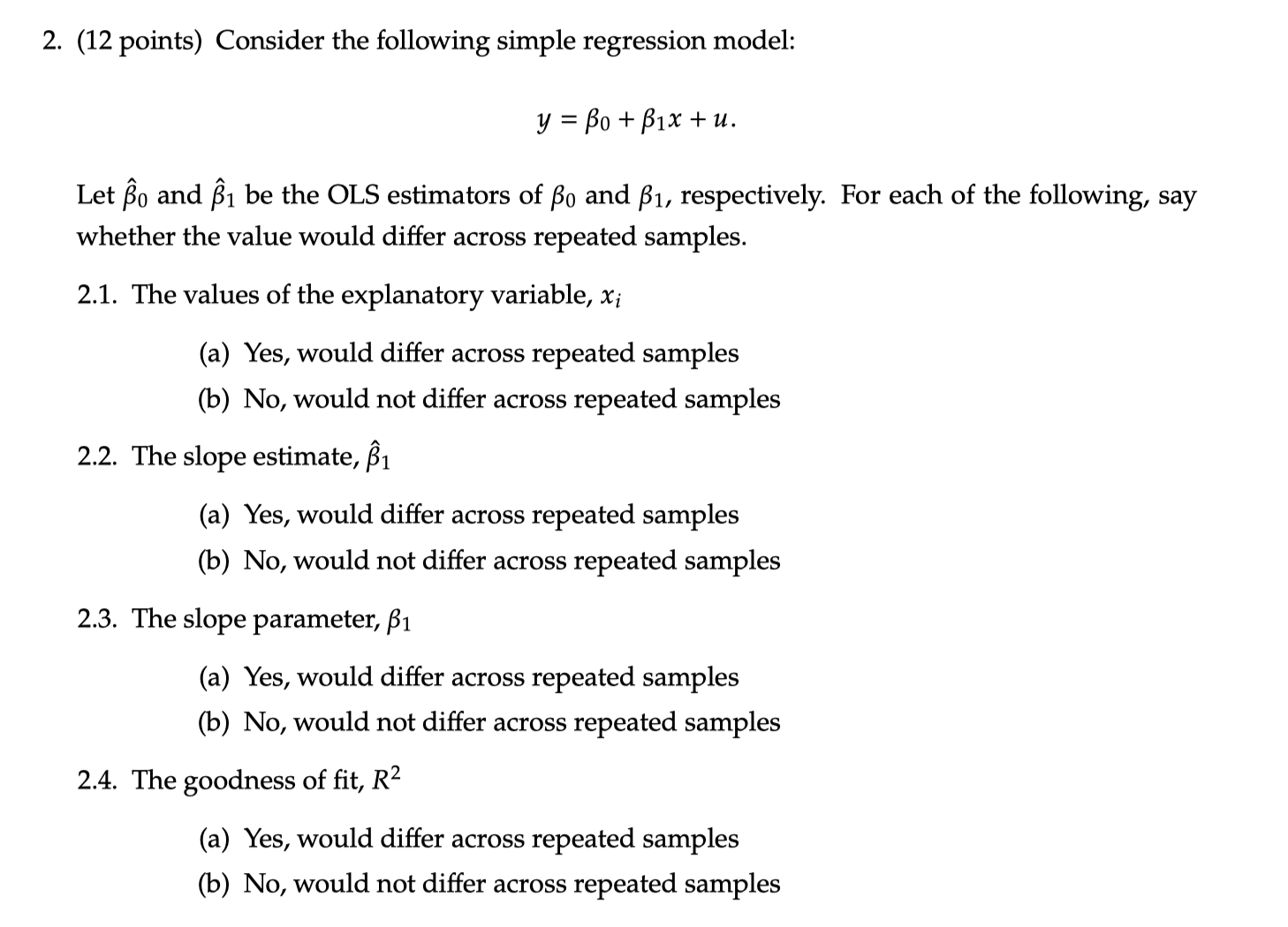 Solved 2. (12 points) Consider the following simple | Chegg.com