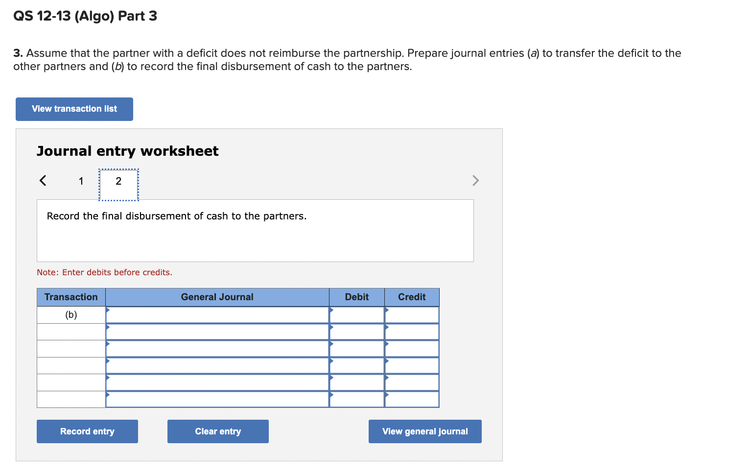 Solved Required information QS 12-13 (Algo) Liquidation of | Chegg.com