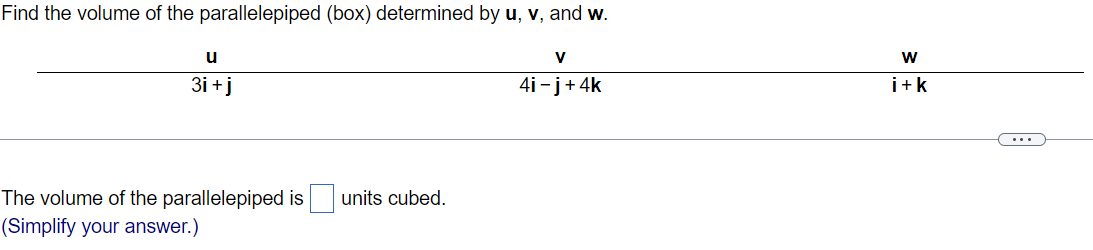 Solved Find the volume of the parallelepiped (box) | Chegg.com