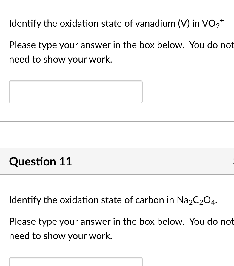 Solved Identify the oxidation state of vanadium (V) in VO2+ | Chegg.com