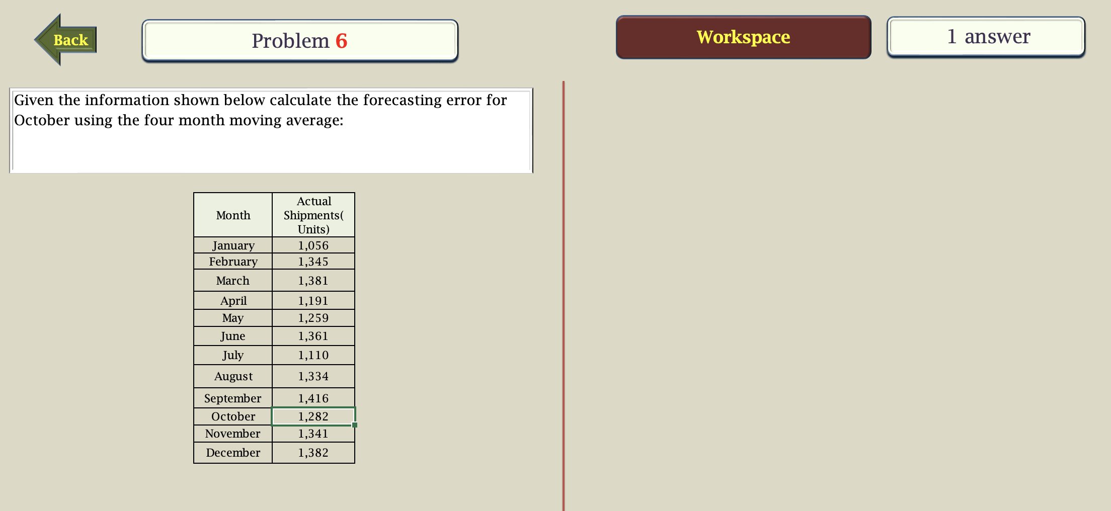Solved Back Problem 6 Workspace 1 answer Given the | Chegg.com