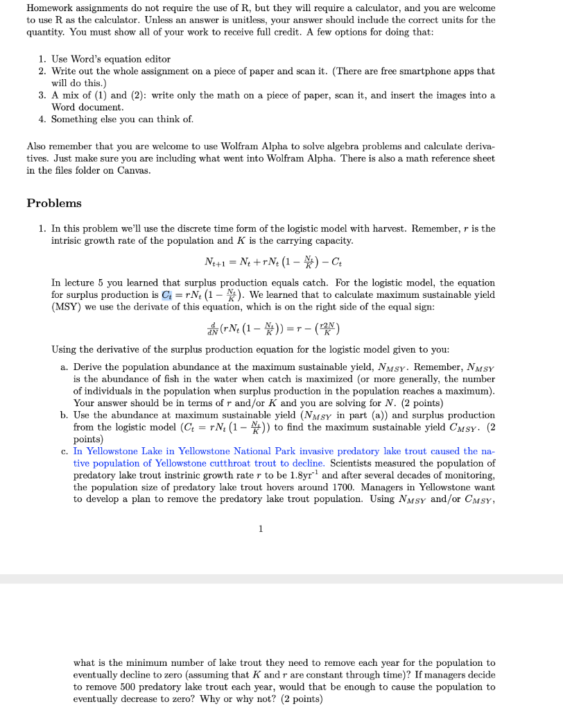Solved Homework assignments do not require the use of R, but | Chegg.com