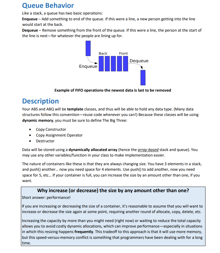 Lab 3- Array-Based Stack and Queue Overview In this | Chegg.com
