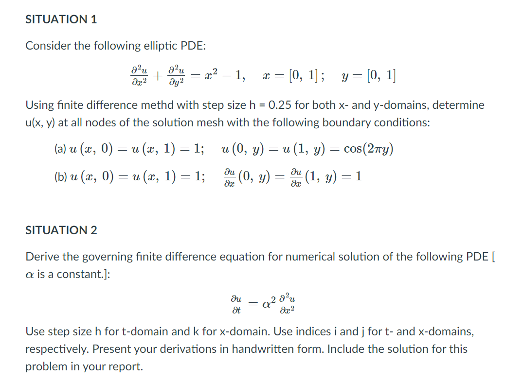 SITUATION 1 Consider the following elliptic PDE: au | Chegg.com