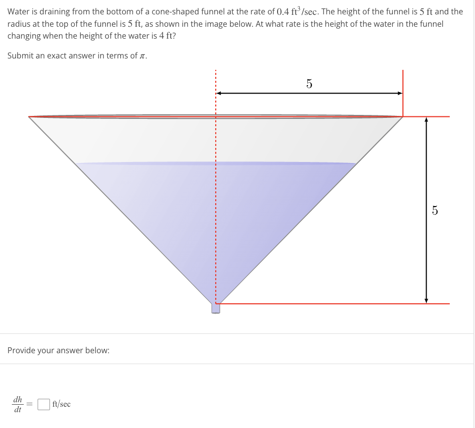 Solved Water is draining from the bottom of a cone-shaped | Chegg.com