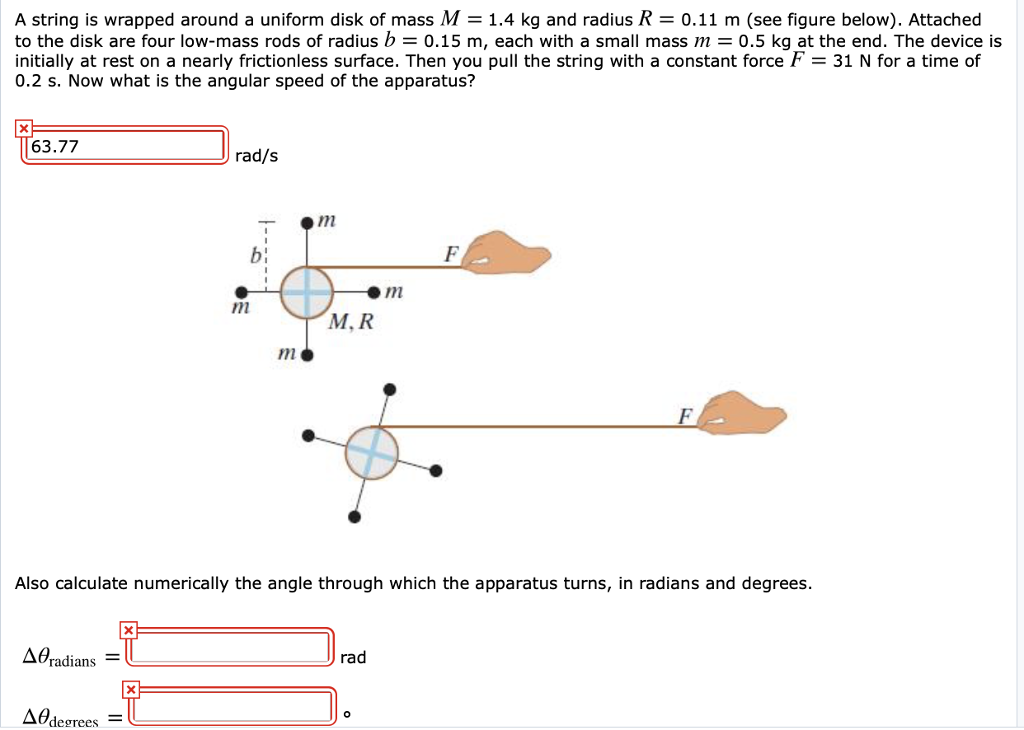 Solved A string is wrapped around a uniform disk of mass | Chegg.com