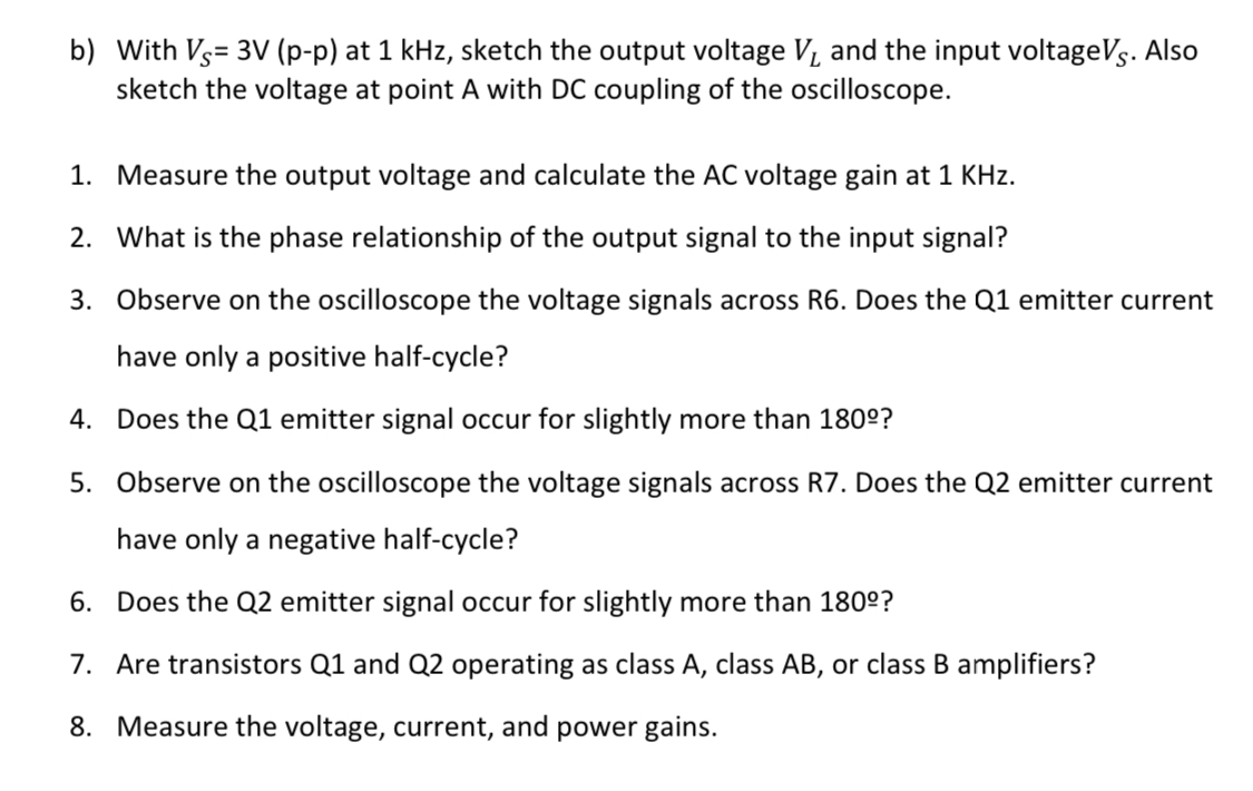 To investigate the Complementary-Symmetry Class B | Chegg.com