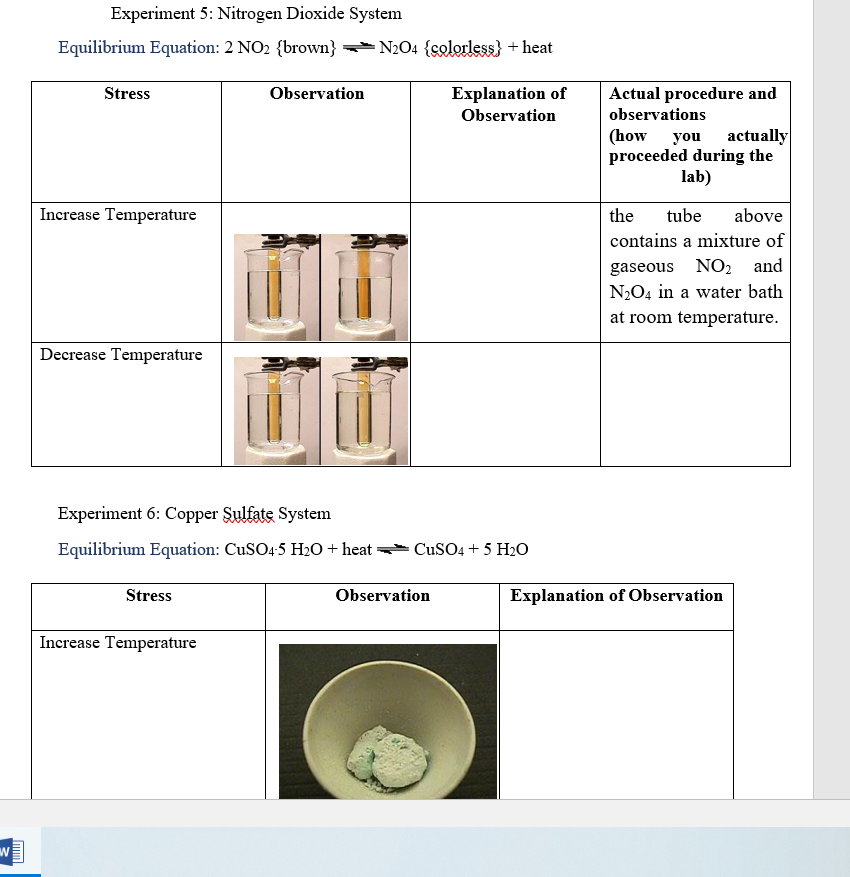 Solved Experiment 5: Nitrogen Dioxide System Equilibrium | Chegg.com