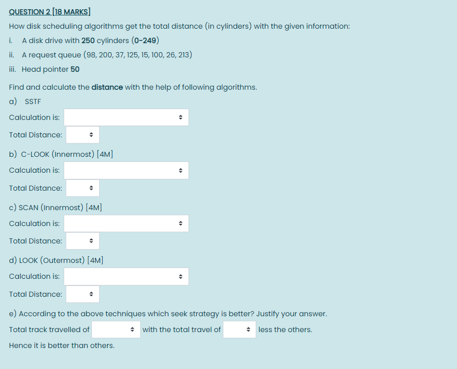 Solved QUESTION 2 (18 MARKS] How disk scheduling algorithms | Chegg.com