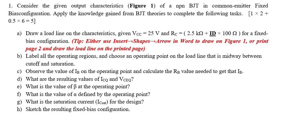 Solved 1. Consider the given output characteristics | Chegg.com