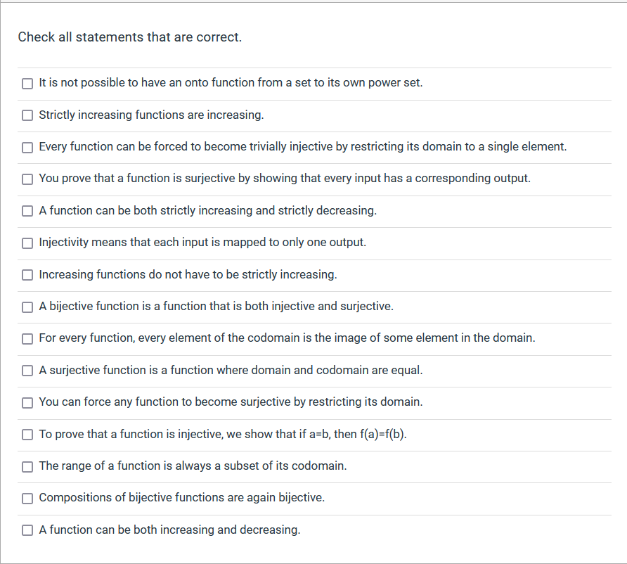 Solved Check all statements that are correct. It is not | Chegg.com