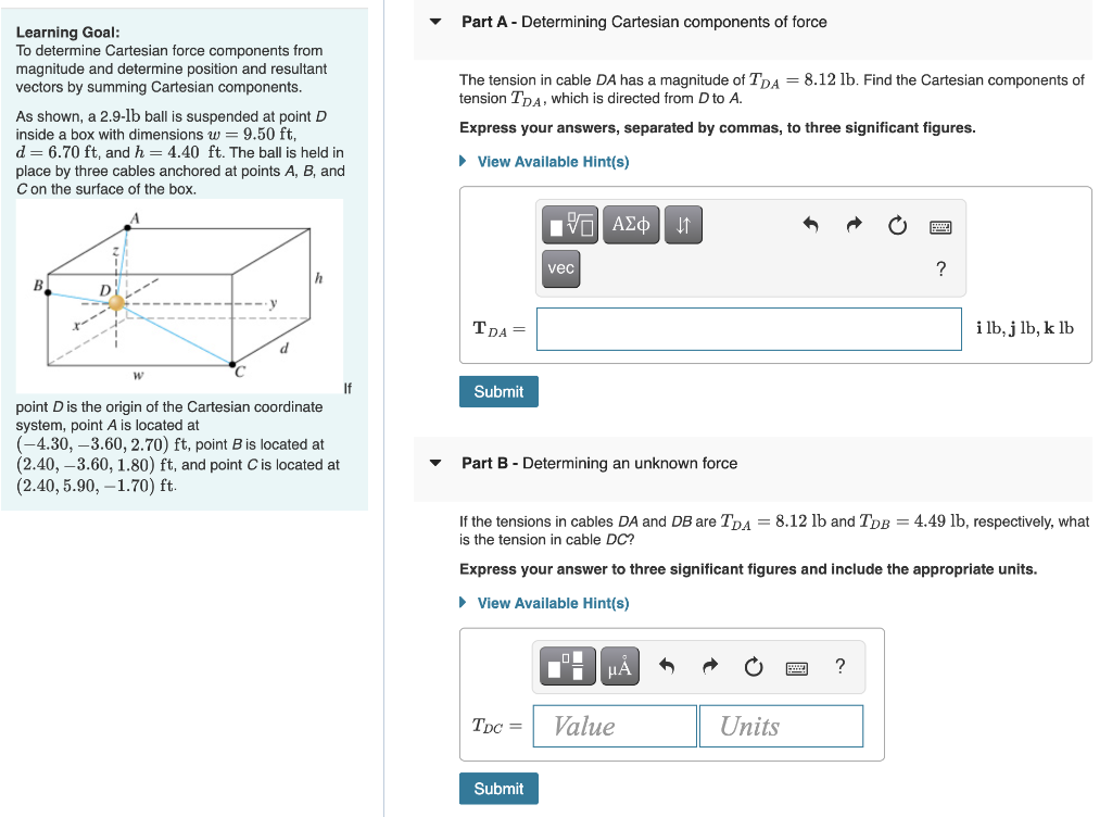 Solved Part A Determining Cartesian Components Of Force 2638