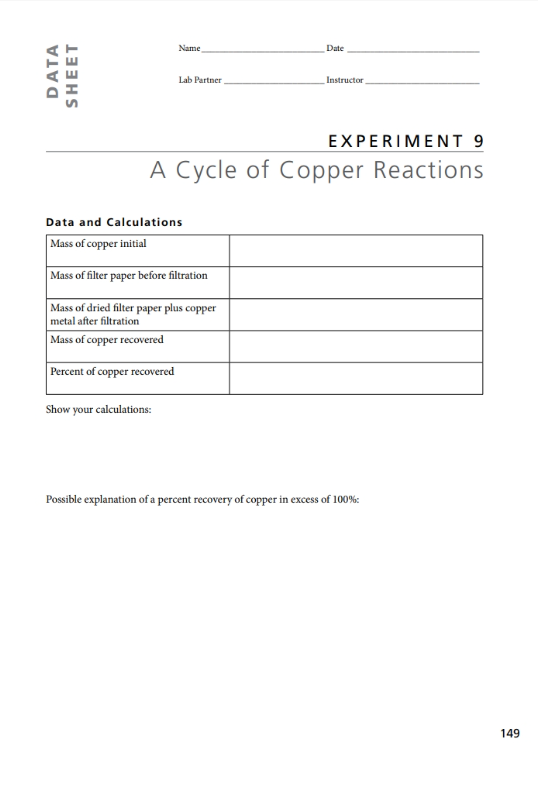 Name Date Lab Partner Instructor EXPERIMENT 9 A Cycle | Chegg.com