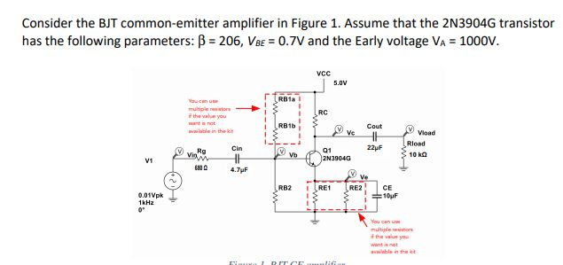 Solved a.Design the DC biasing circuit so that IC = 2.5 mA, | Chegg.com