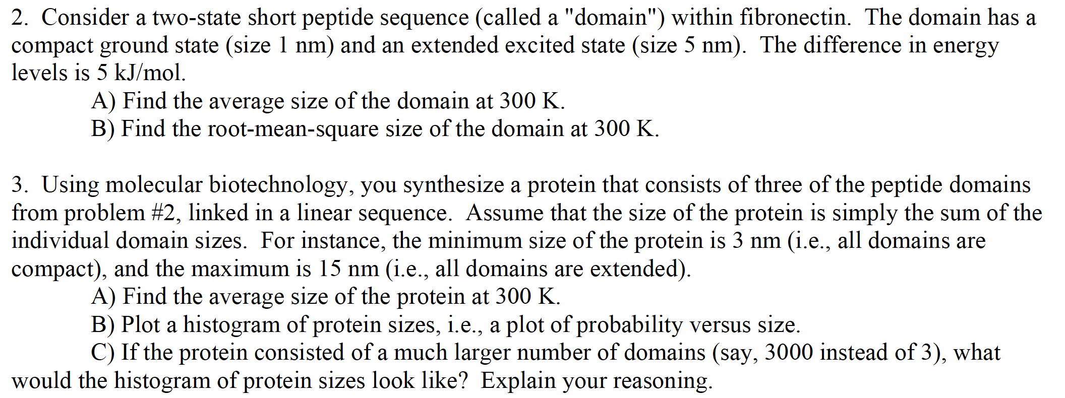 2. Consider a two-state short peptide sequence | Chegg.com