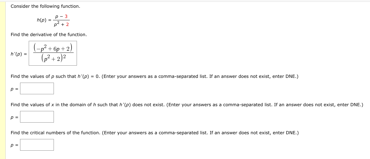 Solved Consider the following function. p-3 h() = p2 + 2 | Chegg.com Solved Consider the following function. p-3 h() = p2 + 2 | Chegg.com