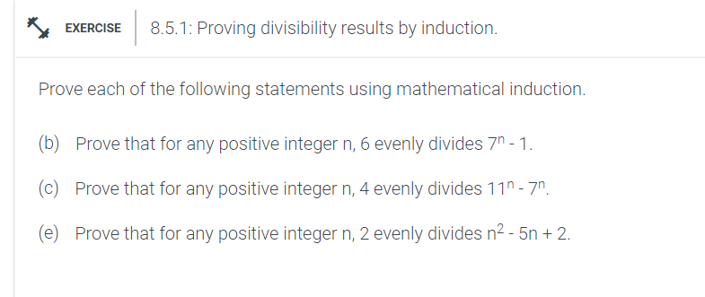 Solved 8.5.1: Proving divisibility results by induction, | Chegg.com