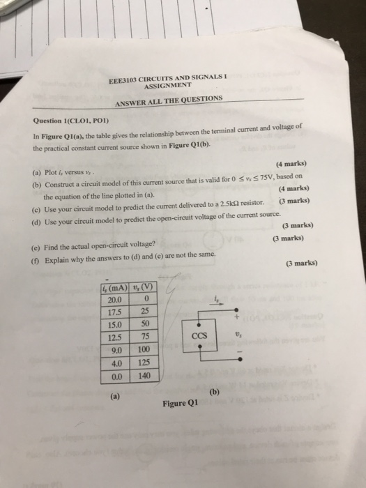 Solved EEE3 103 CIRCUITS AND SIGNALS I ASSIGNMENT ANSWER ALL | Chegg.com