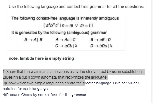 Solved Use the following language and context free grammar | Chegg.com