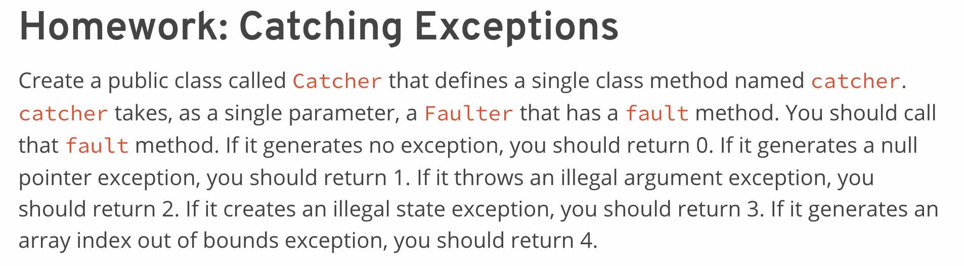 Solved Homework: Catching Exceptions Create a public class | Chegg.com