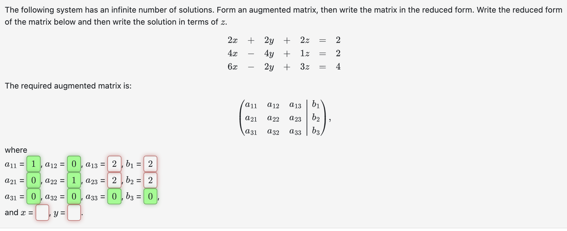 Solved The following system has an infinite number of | Chegg.com