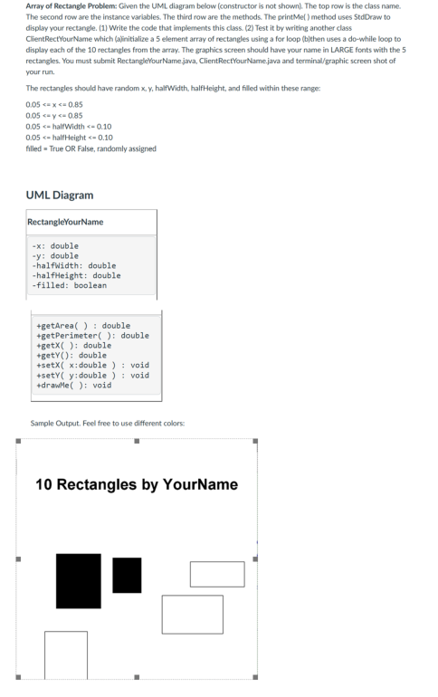 Array Of Rectangle Problem Given The Uml Diagram 
