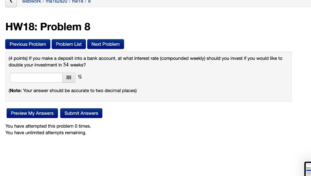 Solved webwork / ma162520/ hw 18/8 HW18: Problem 8 Previous | Chegg.com