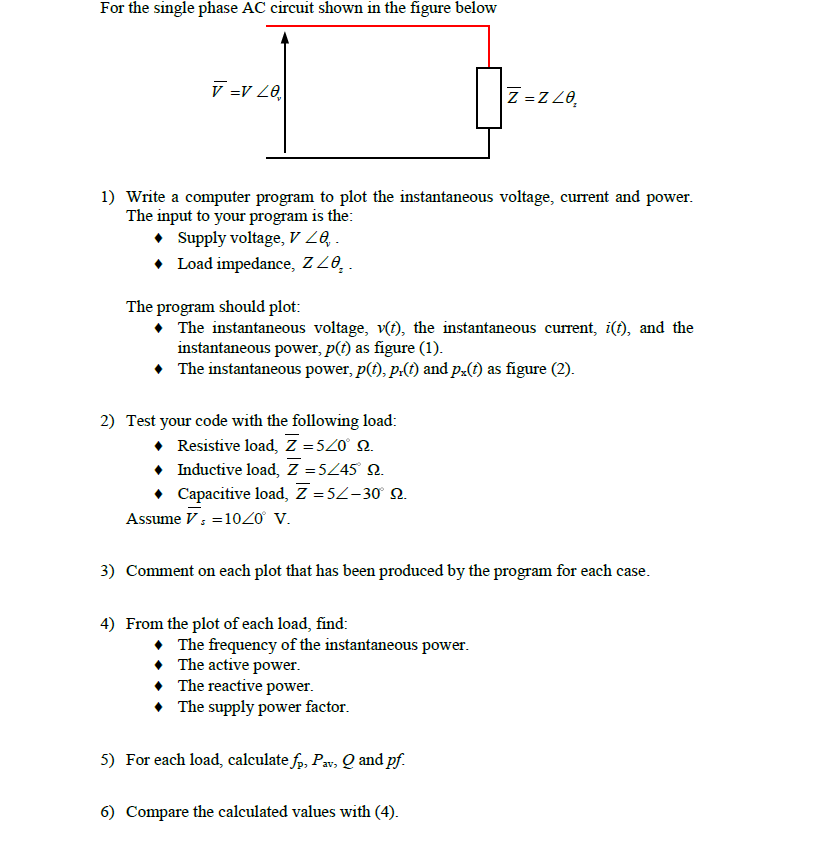 Solved For the single phase AC circuit shown in the figure | Chegg.com