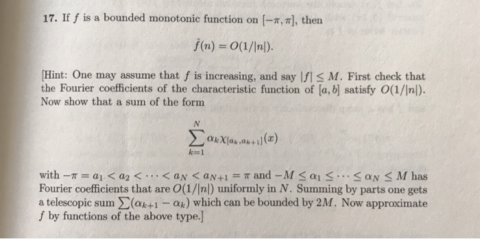 Solved Chapter 3 ﻿exercise 17 of ﻿Fourier Analysis: An | Chegg.com