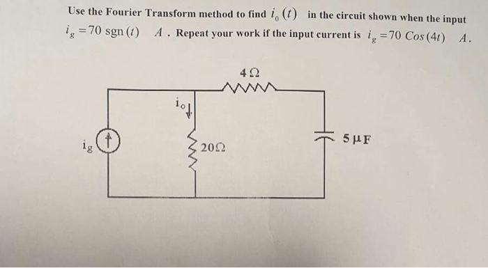 Solved Use the Fourier Transform method to find io (t) | Chegg.com