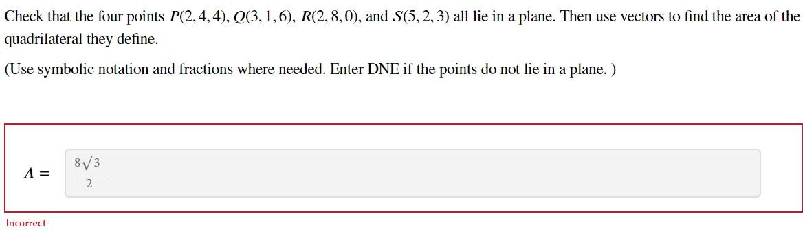 Solved Check that the four points | Chegg.com