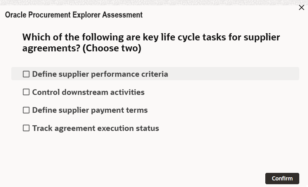 Solved Oracle Procurement Explorer AssessmentWhich of the | Chegg.com