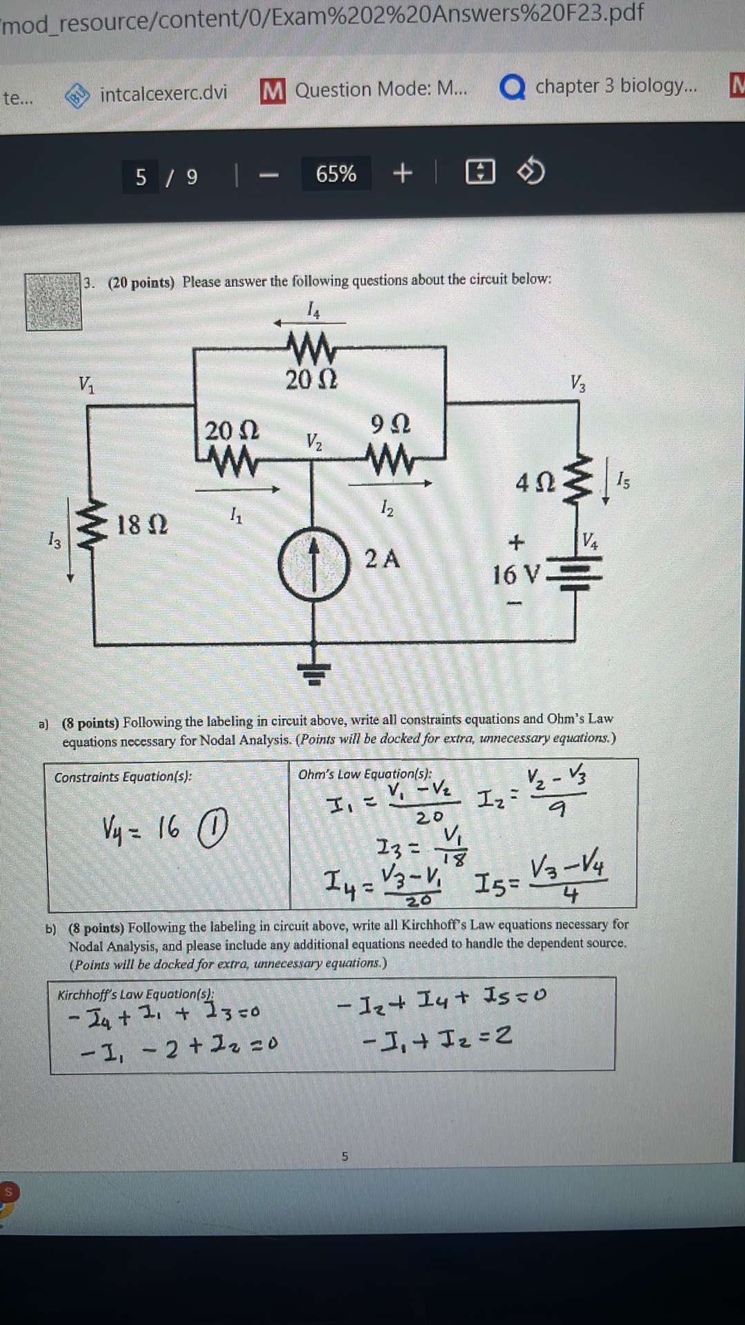 Solved a) (4 points) Make notes on the circuit abore or usc | Chegg.com