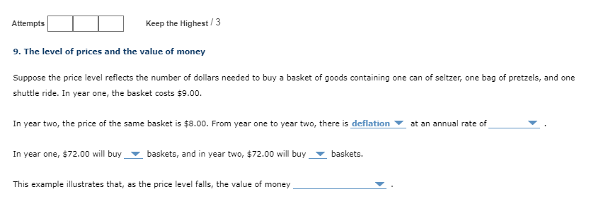 Solved Attempts Keep the Highest / 3 9. The level of prices | Chegg.com
