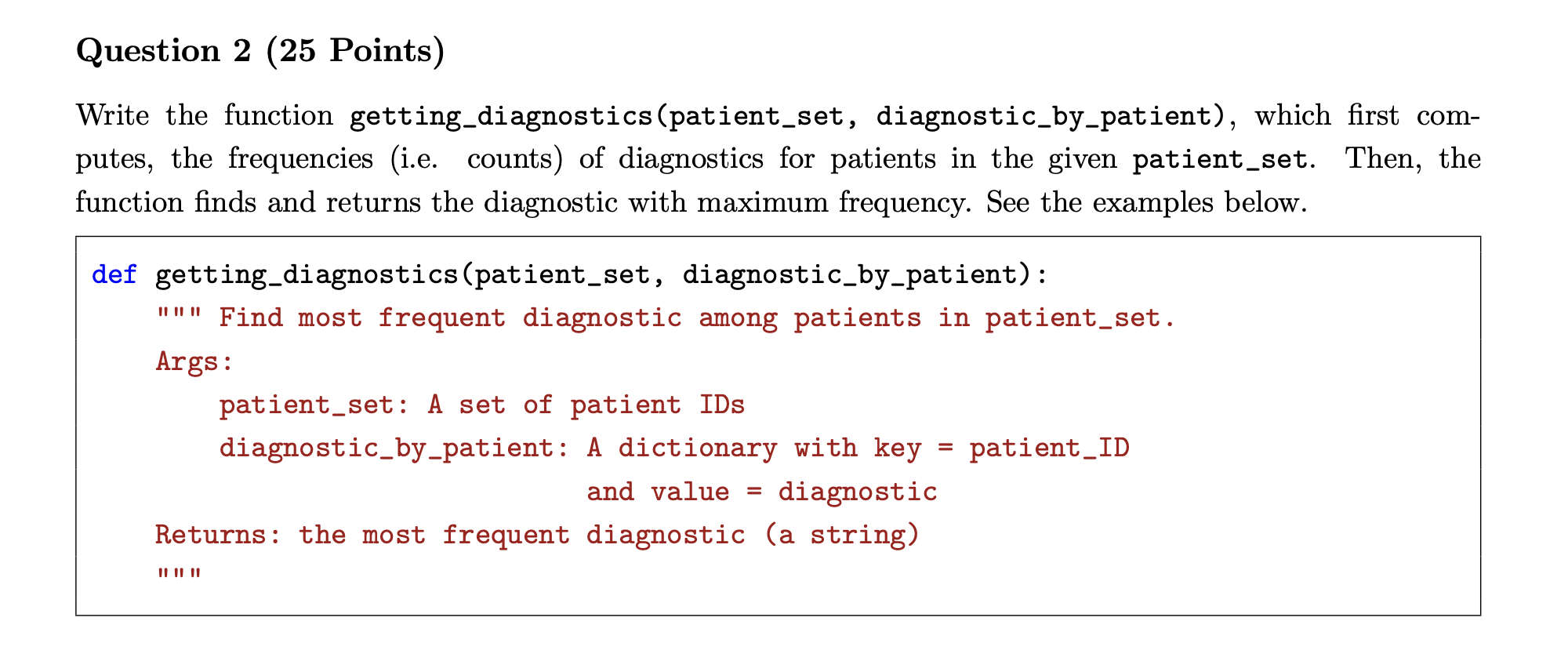 Solved Medical Diagnostics (50 points] Filename: medical | Chegg.com