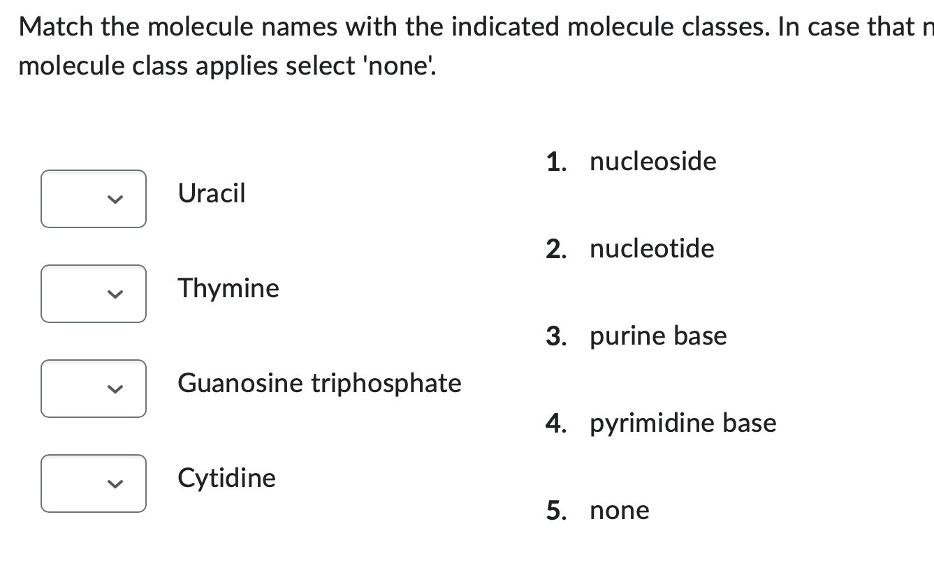Solved Match the molecule names with the indicated molecule | Chegg.com