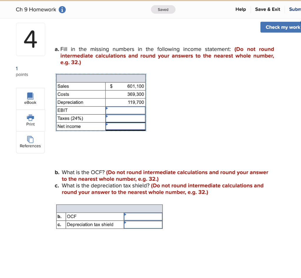 Solved Ch 9 Homework Saved Help Save & Exit Subn Check my | Chegg.com