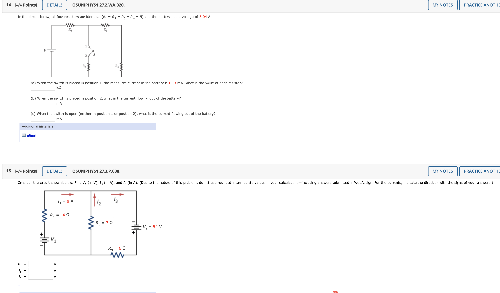 Solved 14. (-14 Points DETAILS OSUNIPHYS1 27.2.WA.020. MY | Chegg.com Solved 14. (-14 Points DETAILS OSUNIPHYS1 27.2.WA.020. MY | Chegg.com