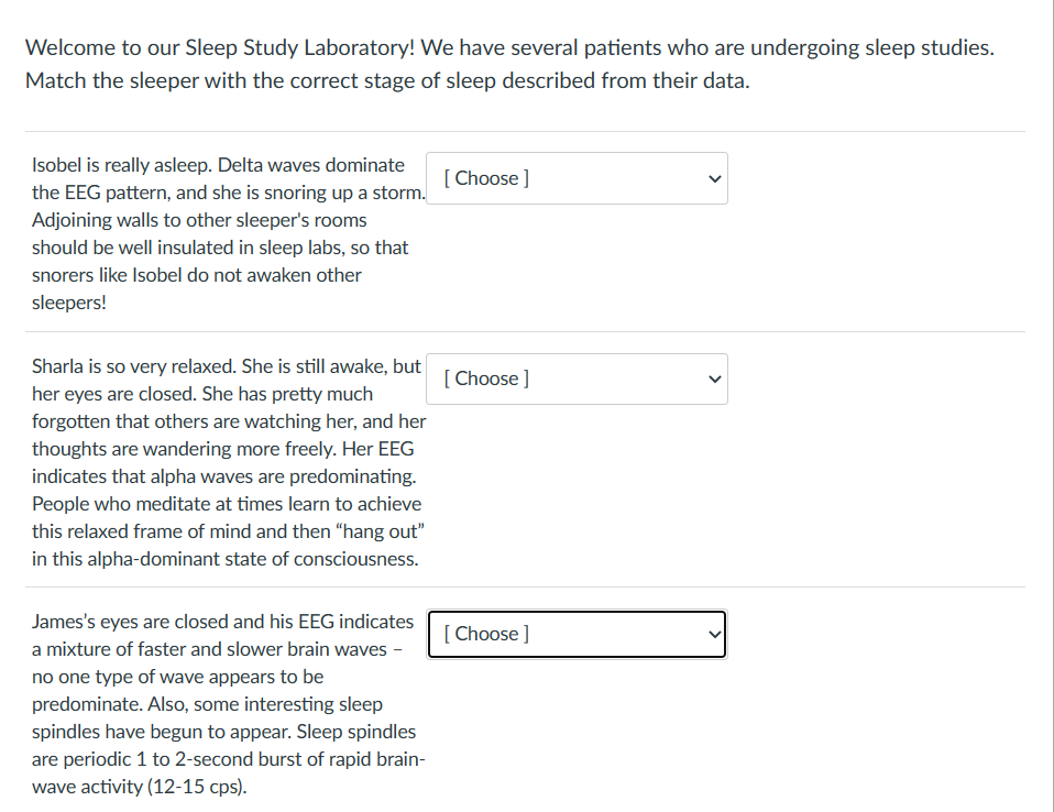 Solved Welcome to our Sleep Study Laboratory! We have | Chegg.com