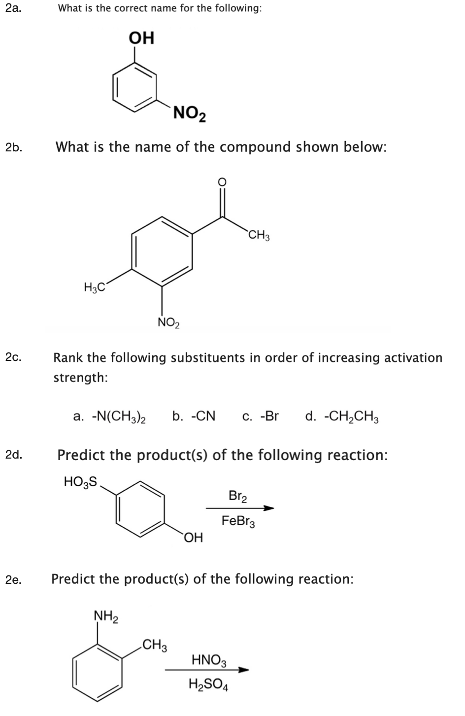 Solved 2a. What is the correct name for the following: OH & | Chegg.com