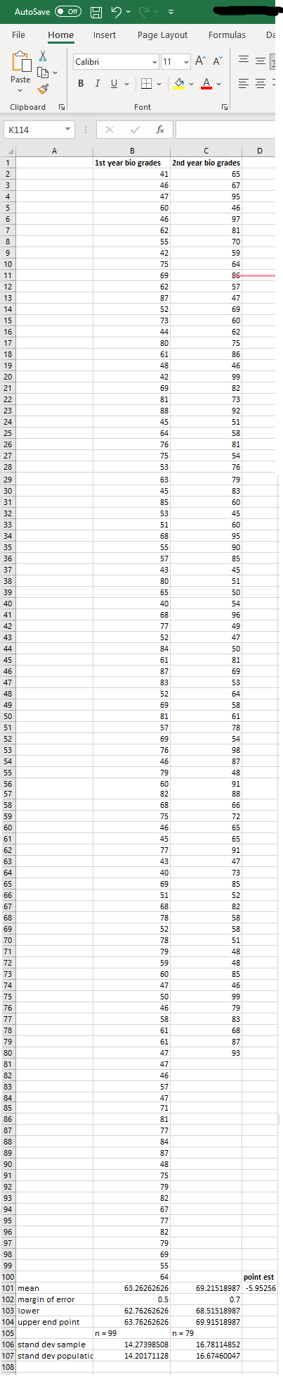 Solved a). Using the attached excel spreadsheet, calculate | Chegg.com