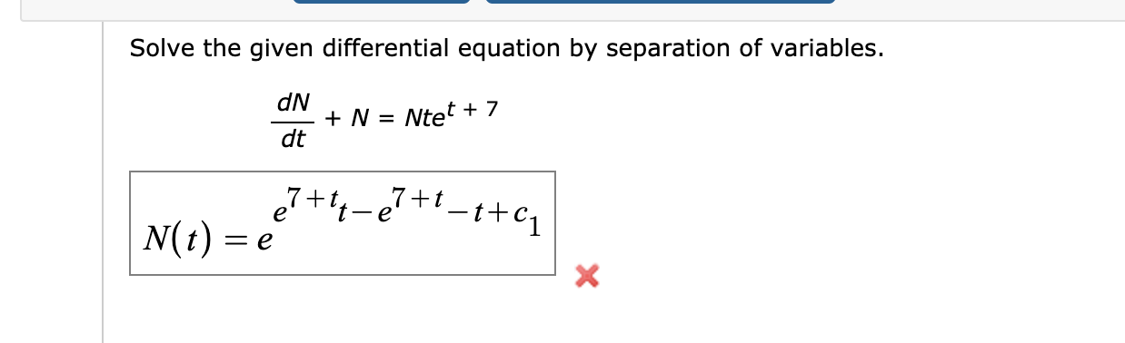 Solved Solve the given differential equation by separation | Chegg.com