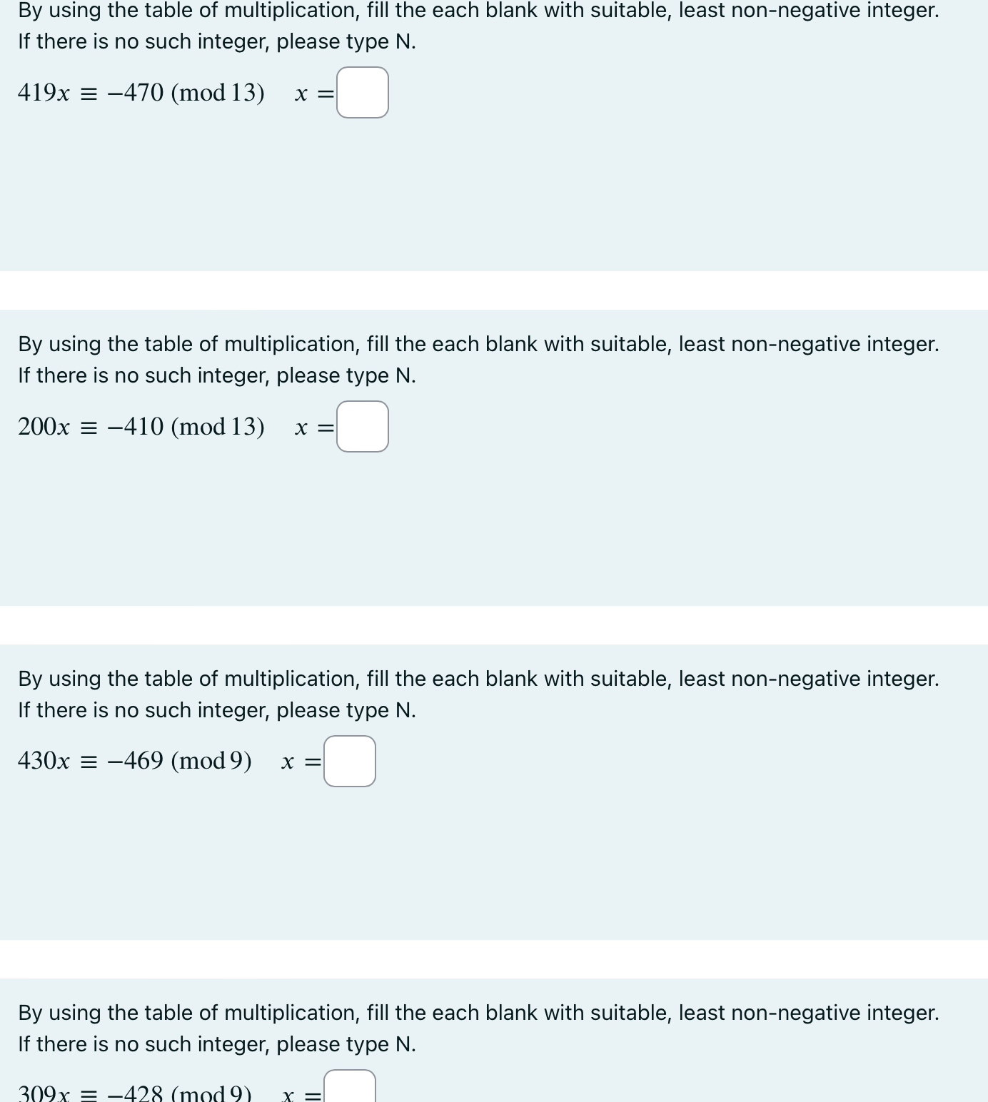 Solved By using the table of multiplication, fill the each | Chegg.com
