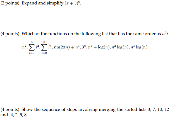 Solved - points) Expand and simp 4 points) Which of the | Chegg.com