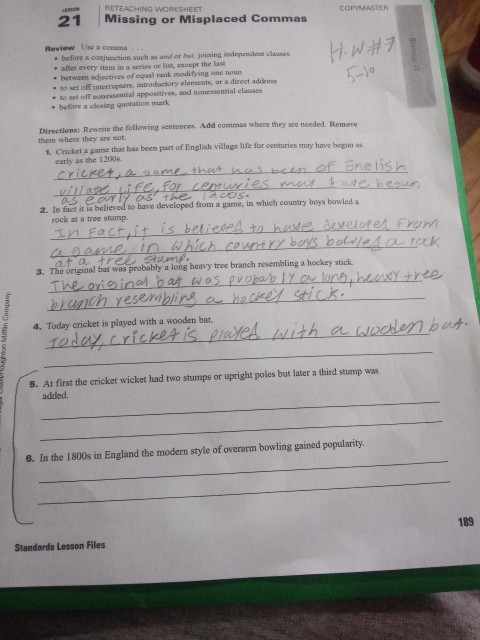 Solved COPY MASTER RETEACHING WORKSHEET 21 Missing or | Chegg.com