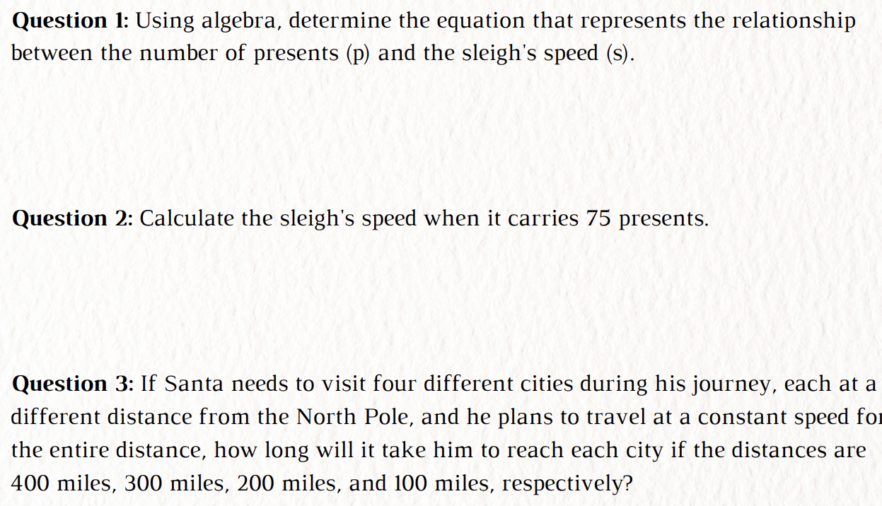 Solved Santa Claus is gearing up for his annual Christmas | Chegg.com