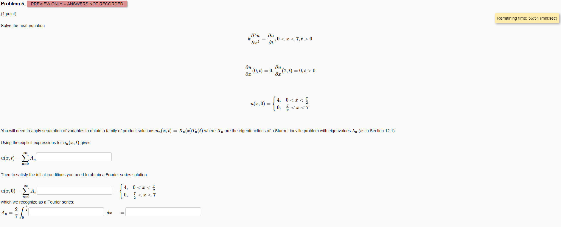 Solved Problem 5. PREVIEW ONLY -- ANSWERS NOT RECORDED (1 | Chegg.com