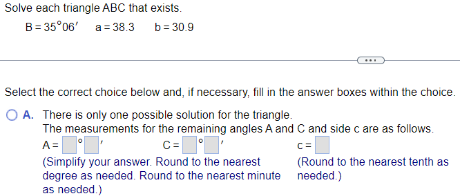 Solved Solve each triangle ABC that exists. | Chegg.com